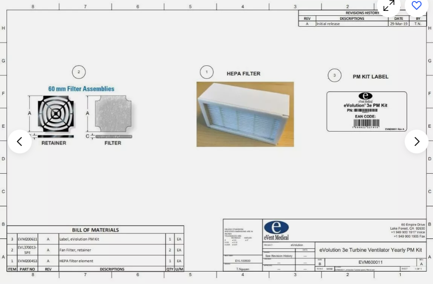 eVent Medical eVolution 3e PM Kit ref: EVM600011 – ILAP Biomed